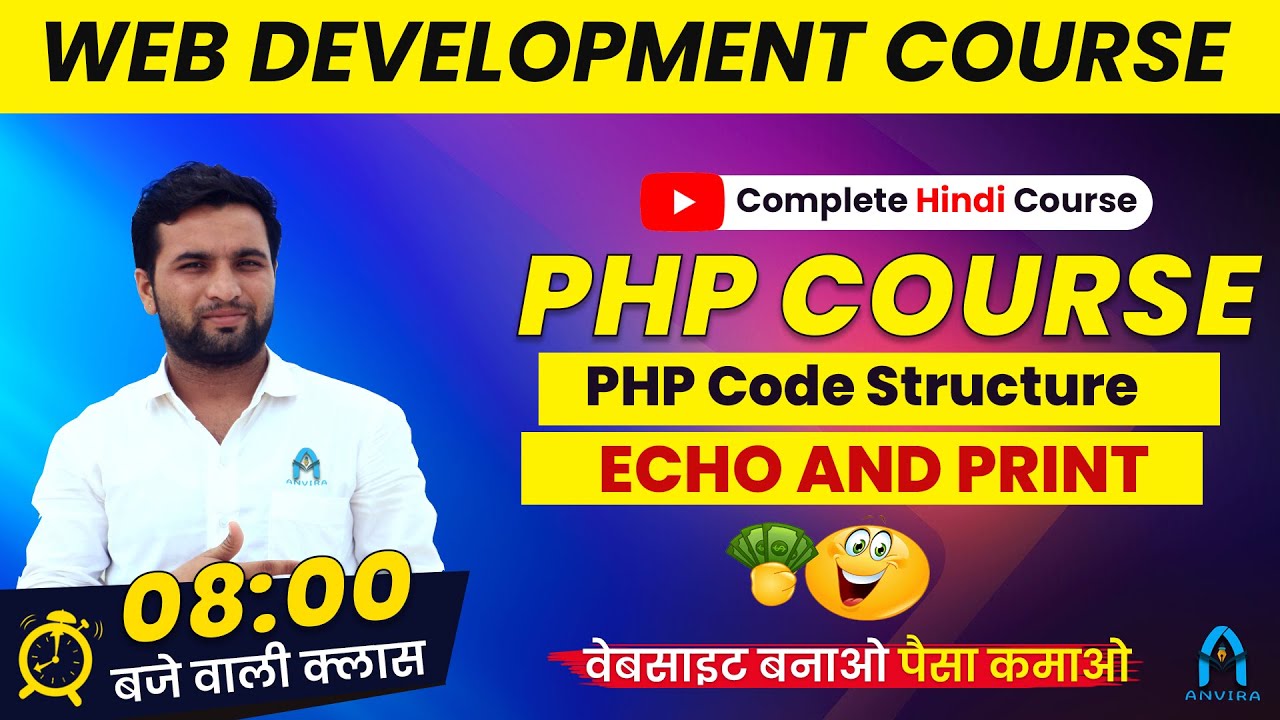 PHP Code Structure Tutorial in Hindi | Php echo and print statement | learn php in hindi