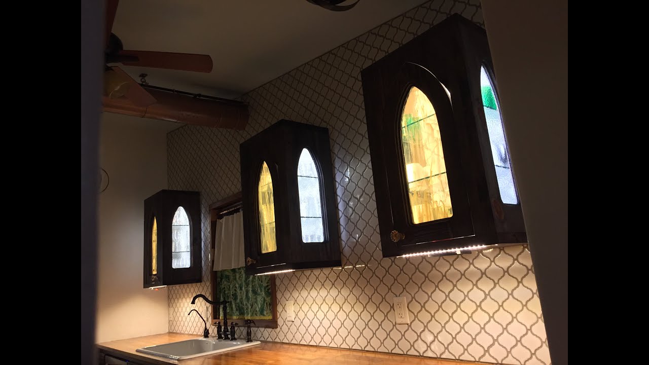 Cathedral style cabinets from pine