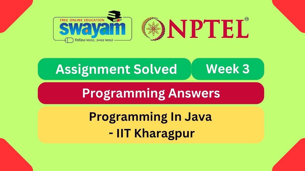 Programming In Java Week 3 | Programming Assignment | My Swayam | #nptel #nptel2026 #myswayam
