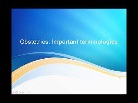 Terminologies and definitions in Obstetrics