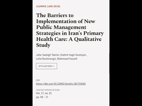 The Barriers to Implementation of New Public Management Strategies in Iranβs Primary... | RTCL.TV