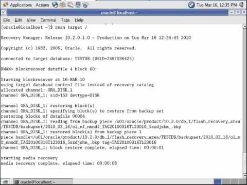 RMAN VIDEO Tutorial series – Performing Block Media Recovery with RMAN « Kamran Agayev’s Oracle Blog