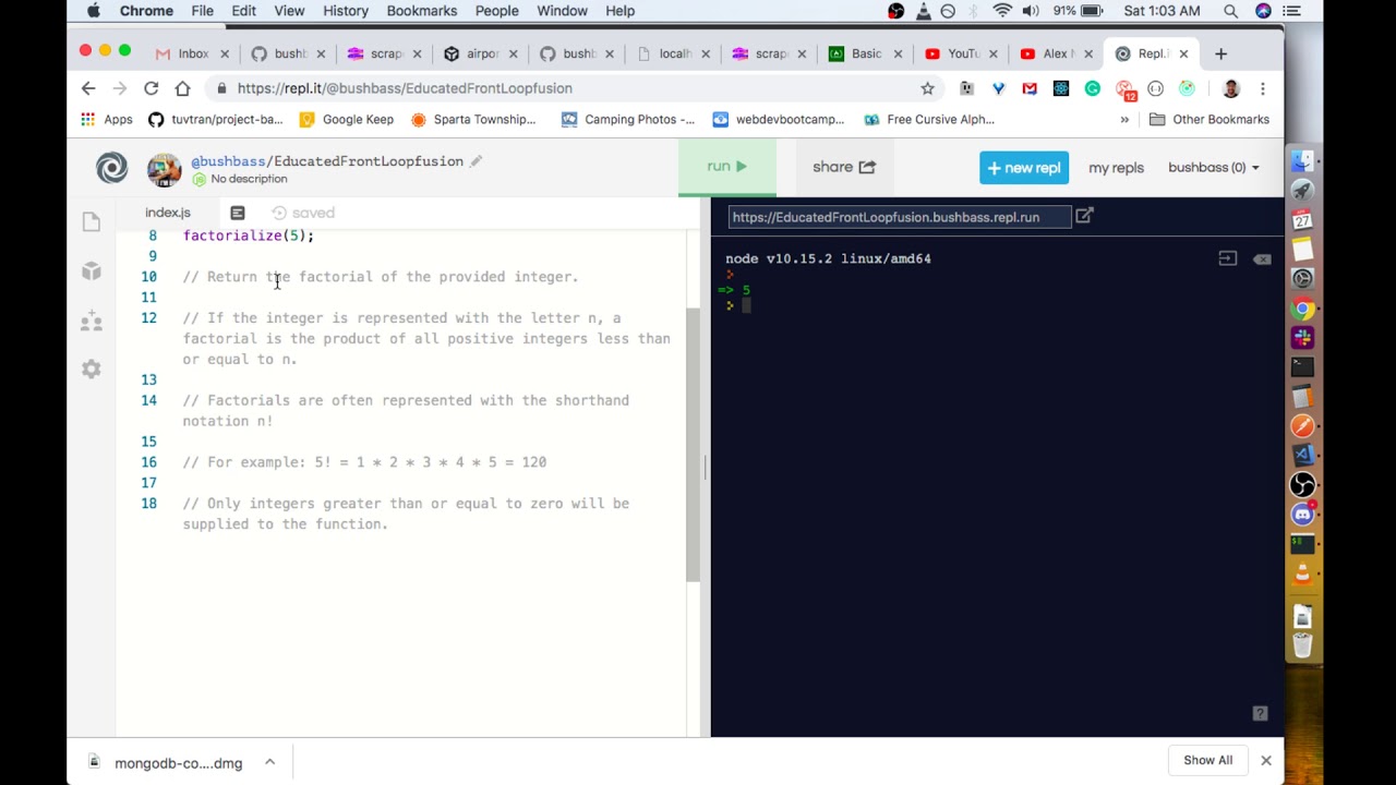 Basic Algorithm Scripting Factorialize a Number Solution - freeCodeCamp