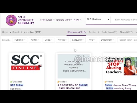 How to access SCC Online and Manupatra using DU eLibrary