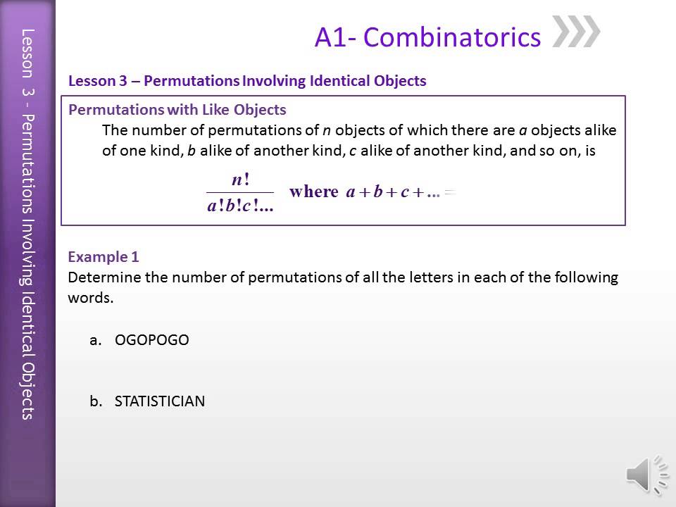 Lesson 3 - Permutations Involving Like Objects