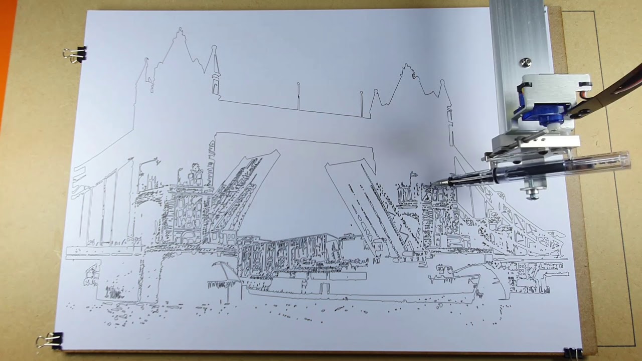 Amazing  - Tower Bridge - Fountain Pen - Time Lapse - AxiDraw V3