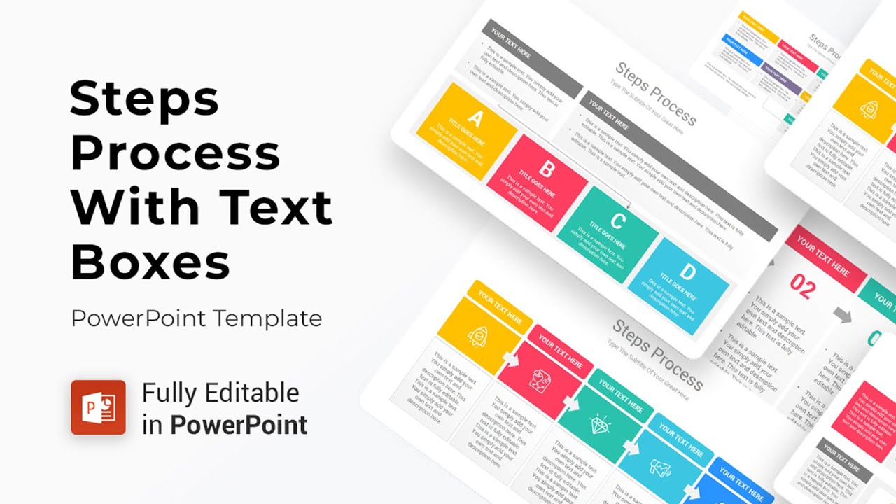 Steps Process With Text Boxes PowerPoint Diagrams l Google Slides, Keynote