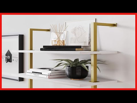 Nathan James Theo 2-Shelf Industrial Wall Mount Ladder Small Computer or Writing Desk, White