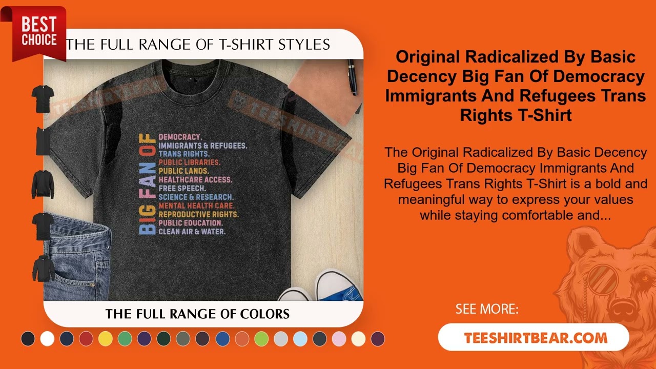 Radicalized By Basic Decency Big Fan Of Democracy Immigrants And Refugees Trans Rights T-Shirt