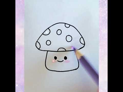 How to draw a cute mushroom๐_EASYDRAWING||Color Pencils๐๏ธ๐จ#art #drawing #cute #easy #mushroom #pink