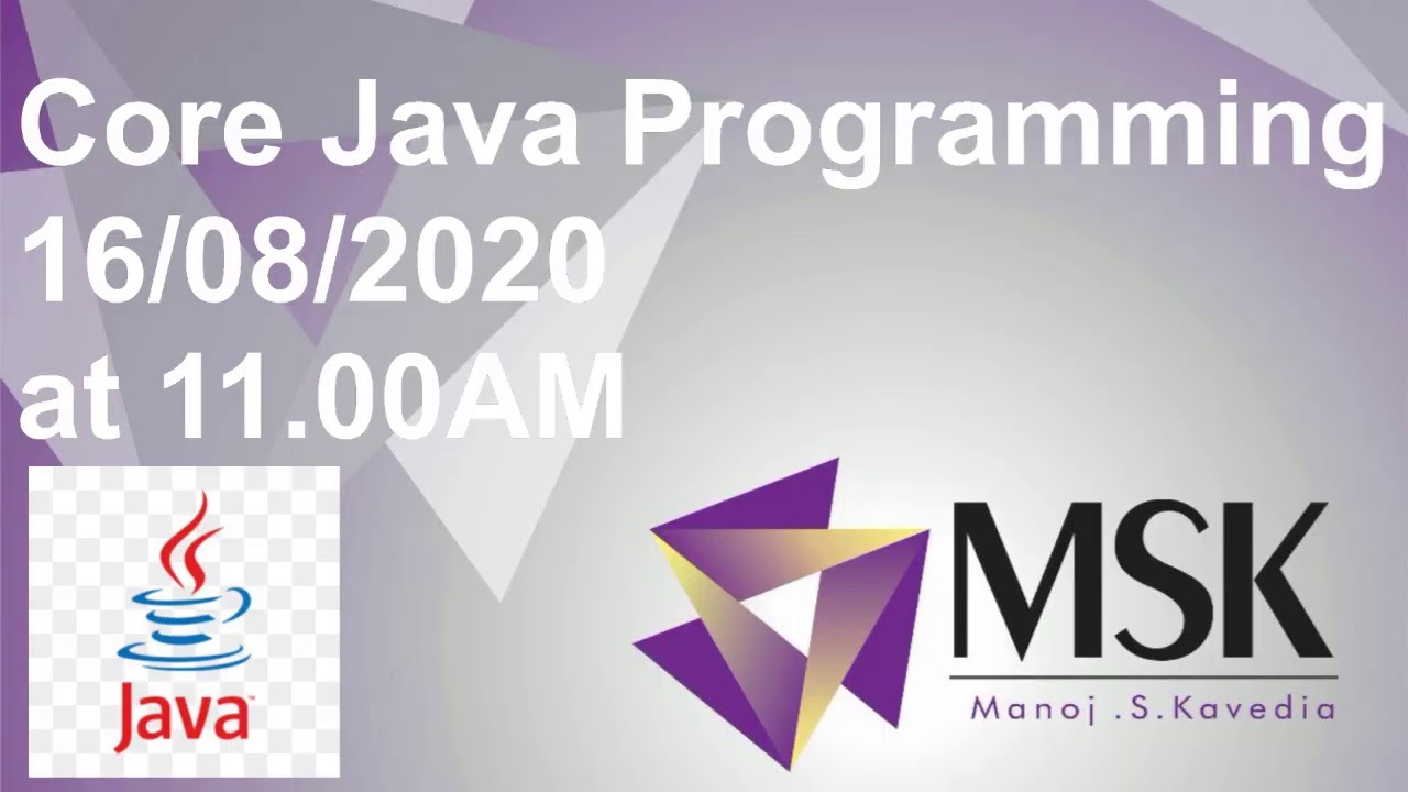 Core Java Programming | Day-1 | 16-08-2020