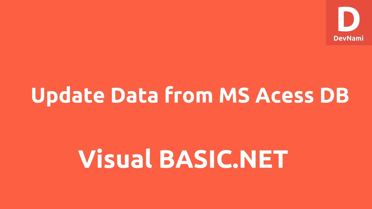 Update Data from VB.net to MS Access Database Table