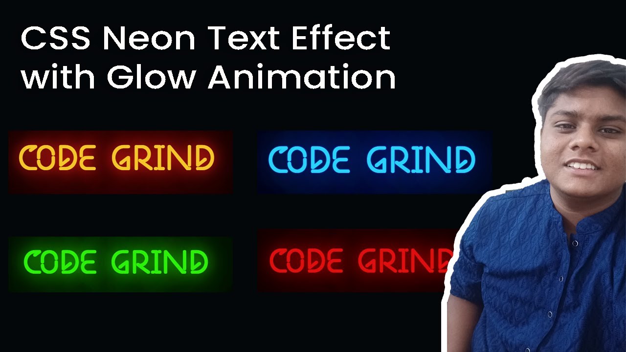 4 Coloured Neon Text Effect and Animation using CSS. Complete tutorial | Code Grind