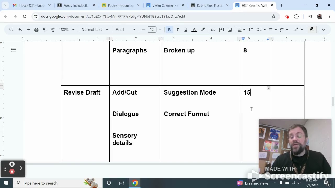 Creating Rubric For Final Project