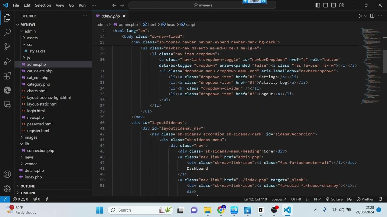 Dynamic Website With MySQL & PHP  Also HTML, CSS, Bootstrap, Javascript.