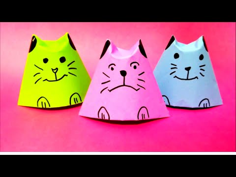 Easy Kids Origami Cat Face Tutorial - Simple Origami Cat For Kids To Fold - Origami for Kids