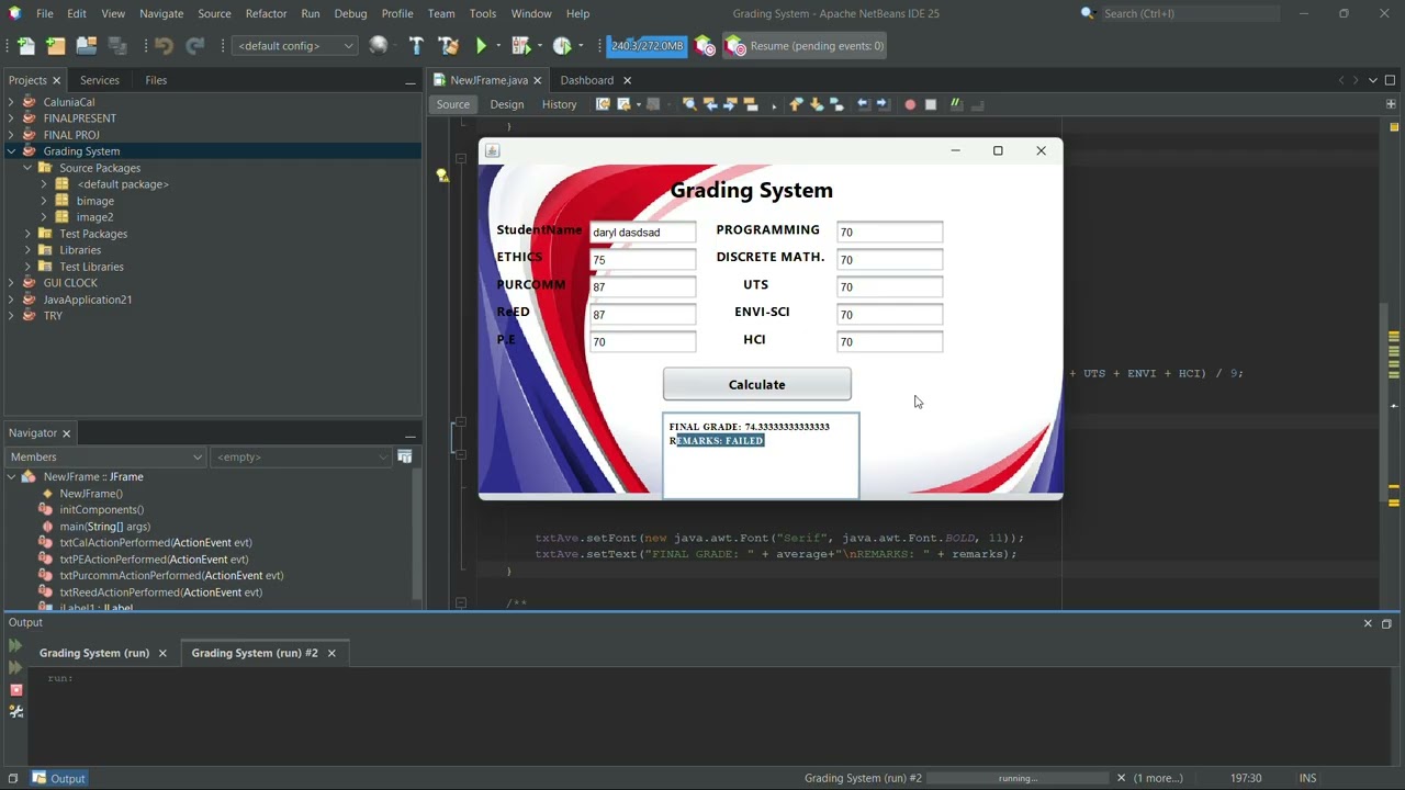 GRADING SYSTEM GUI PROJECT BASIC JAVA LOGIC