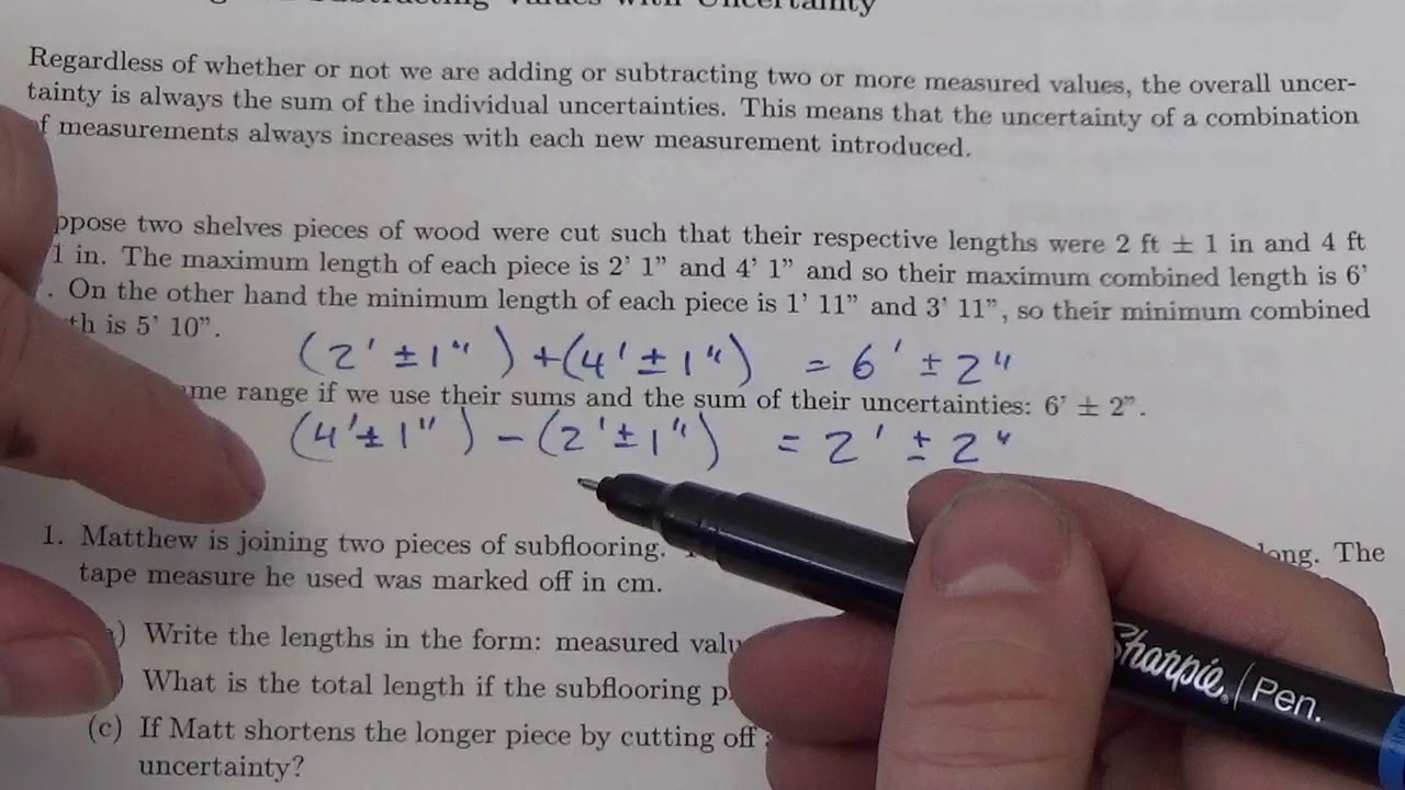 Math 30 3 Adding and Subtracting Values with Uncertainty   Lesson