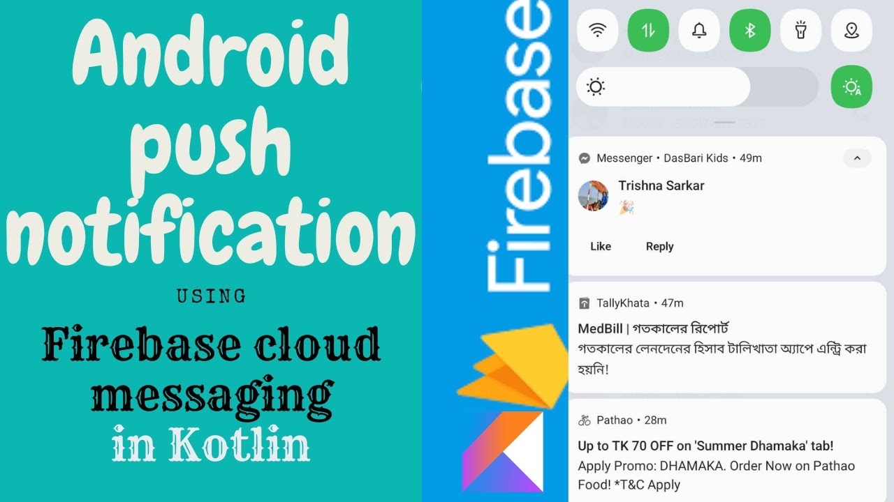 Android Push Notification Using Firebase Cloud Messaging in Kotlin| Part -1 #pushnotifications