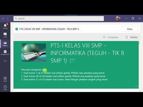 PTS 1 INFORMATIKA KELAS VIII SEMESTER I TAHUN PELAJARAN 2020 2021