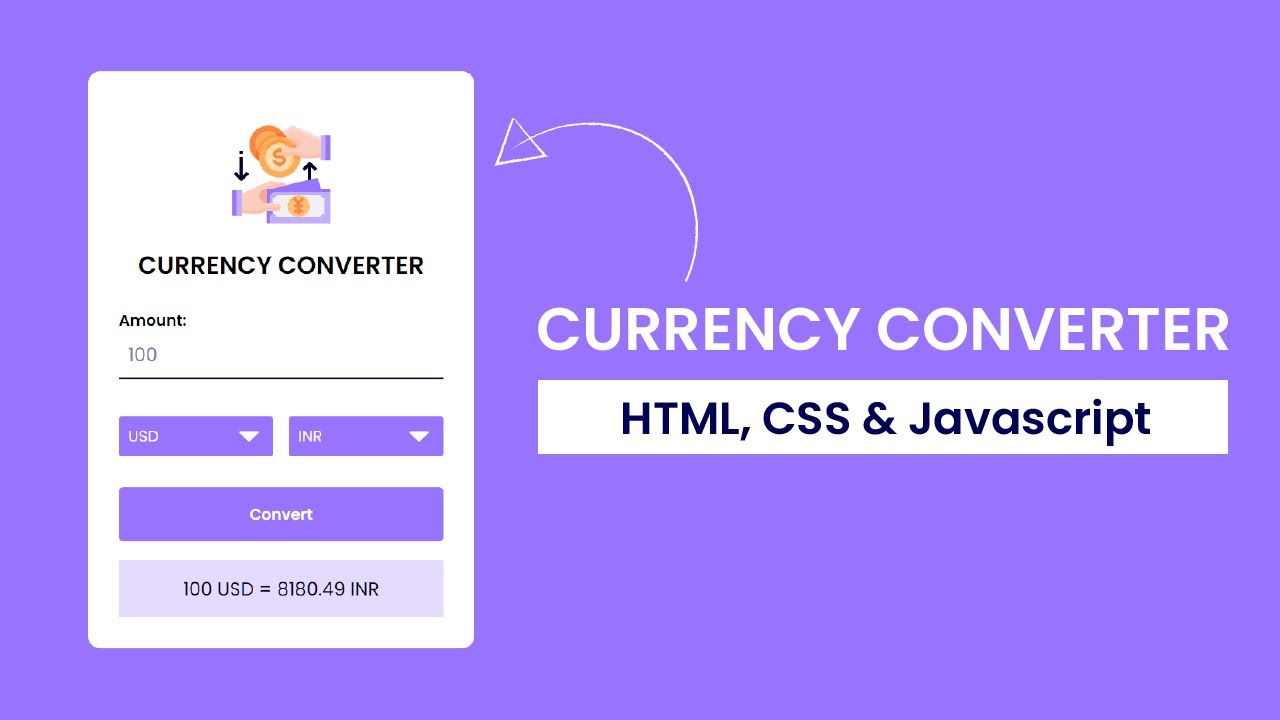 Currency Converter With Javascript | Javascript API Project