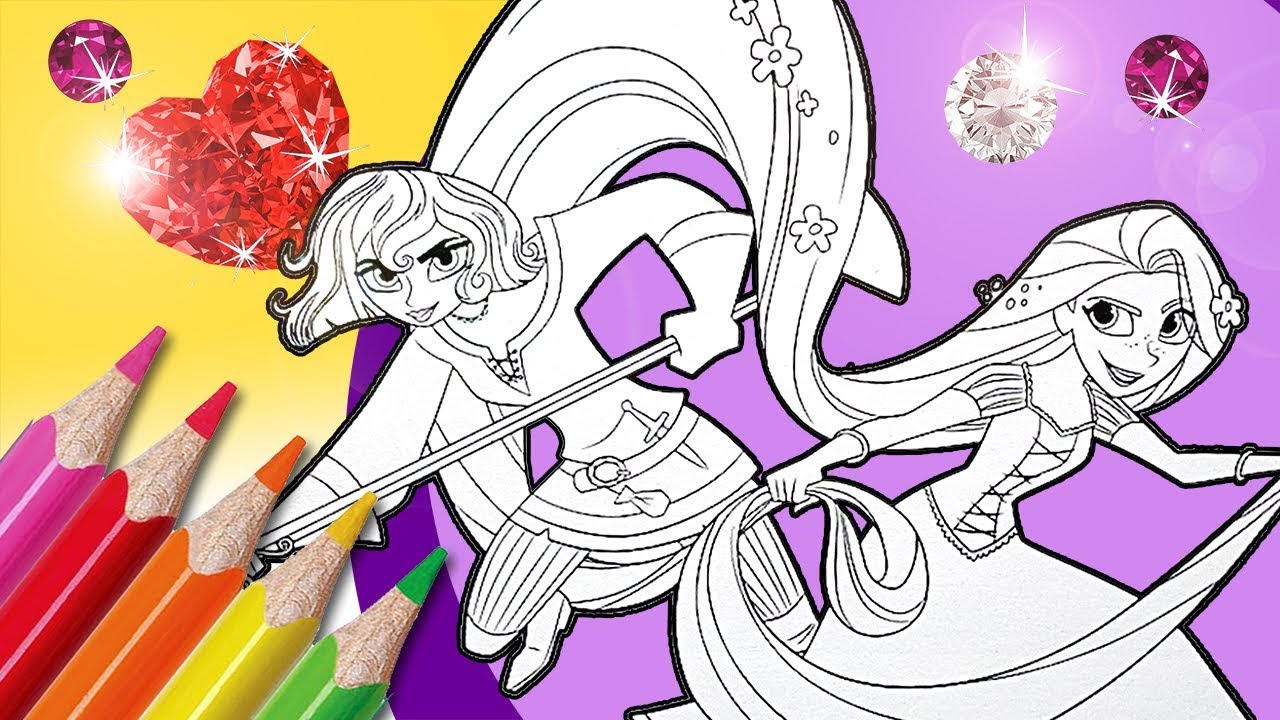 Tangled Princess Rapunzel & Cassandra Coloring Book Pages