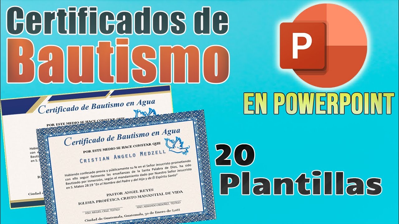 Como hacer certificados de Bautismo en PowerPoint con estas Plantillas (descarga)