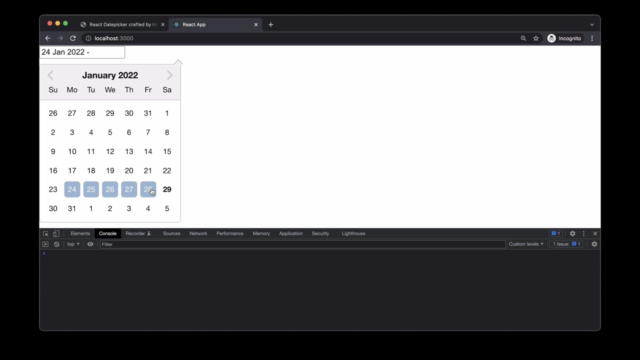 React DatePicker : Part 2 Datepicker Range