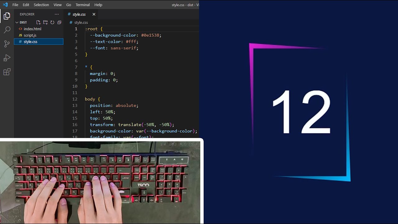 ASMR Programming - Reverse Countdown Card using Html CSS & Javascript - No Talking