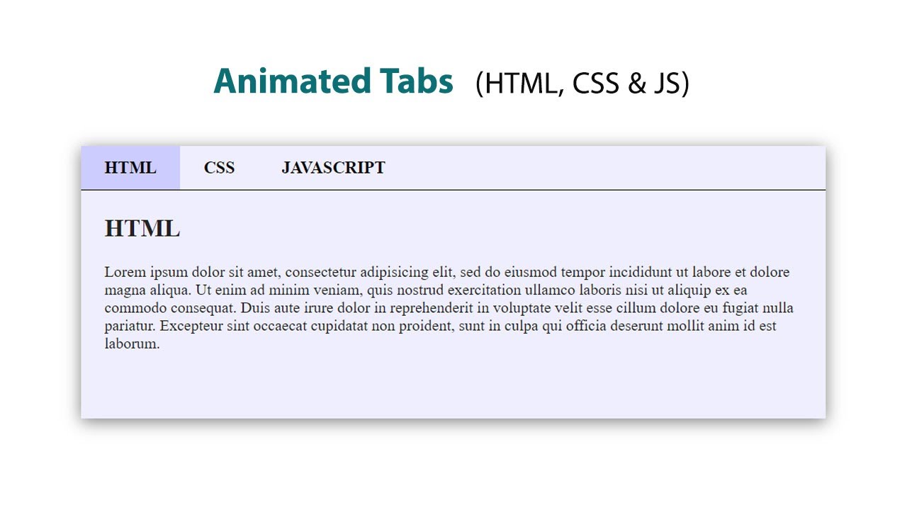 How To Create Animated Tabs Using HTML,CSS & JavaScript | Switchable Tabs With Animation