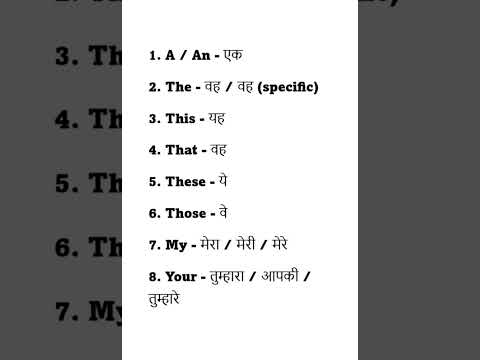 Determiners words with Hindi meaning part 1