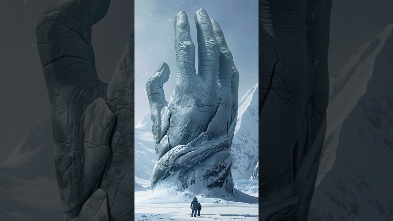Melting Glacier in Antarctica Reveals 100 Foot Stone Hand Reaching for the Sky