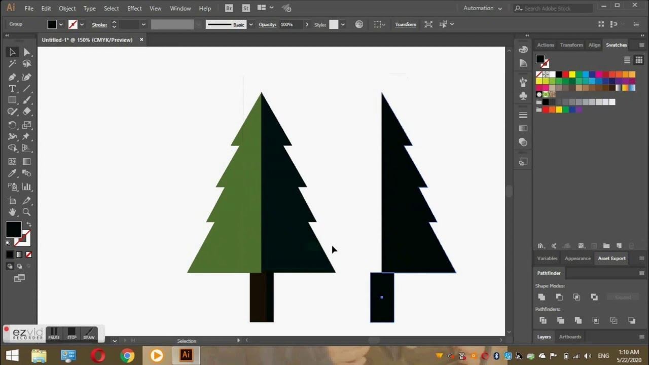 HOW TO MAKE A FLAT TREE  USING BASIC SHAPE       #ADOBE ILLUSTRATOR