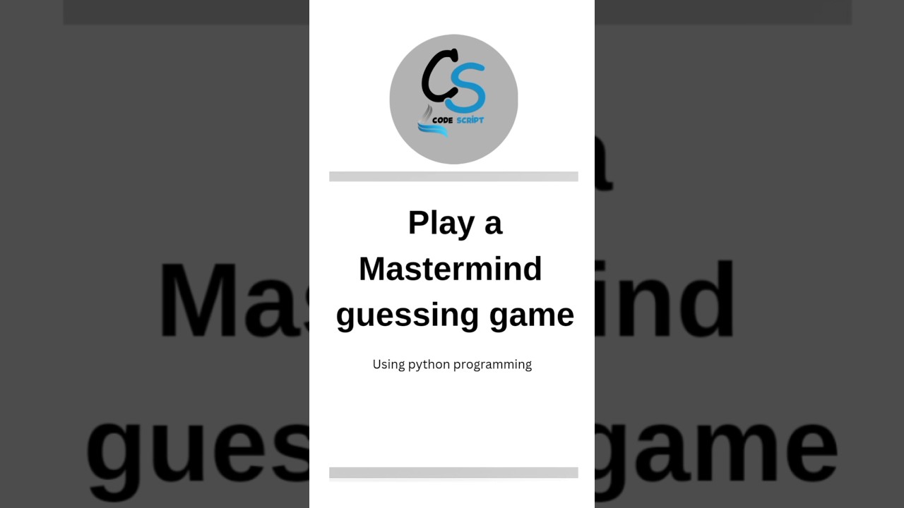|Create a mastermind guessing game using python programming |#python #pydroid3 #guessinggame #games