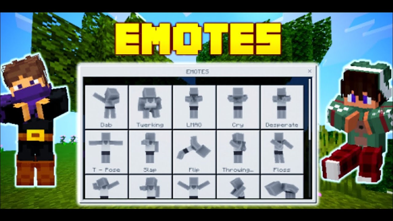 Emotes for Minecraft Pe 1.19/1.20 | Emotes including Fortnite Dances in MCPE