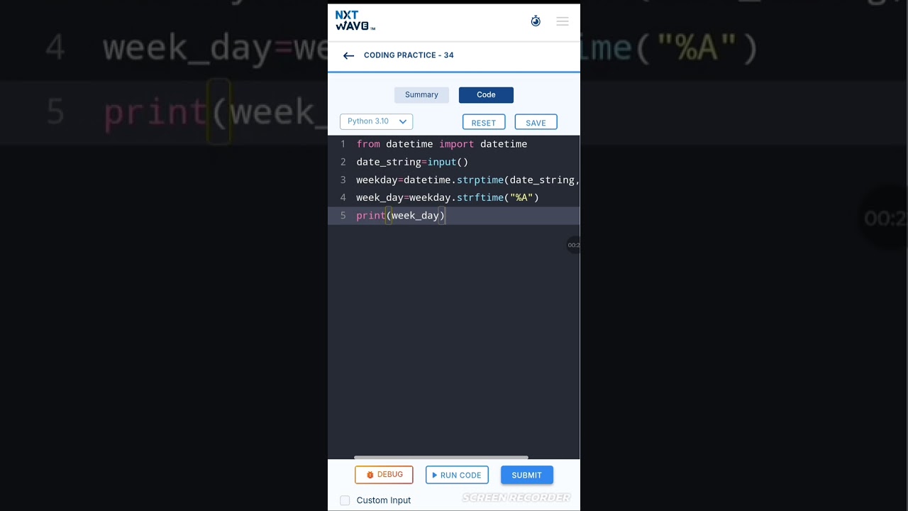 Name of the Weekdays using Python CCBP Nxtwave #coding #nxtwaveccbp4 #programming #python #codingbat