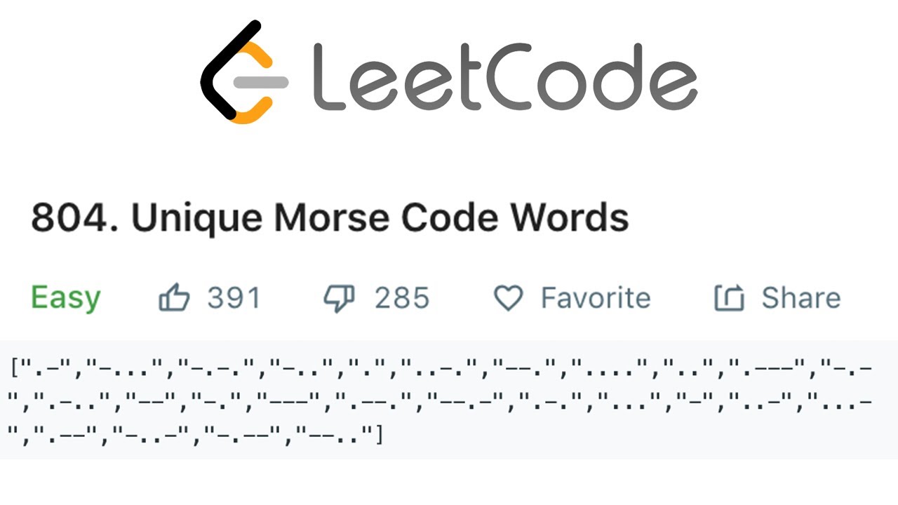 LeetCode Unique Morse Code Words Solution Explained - Java