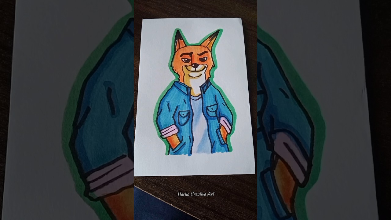 Fast Nick Wilde Drawing Challenge ⚡ #zootopia #fanart
