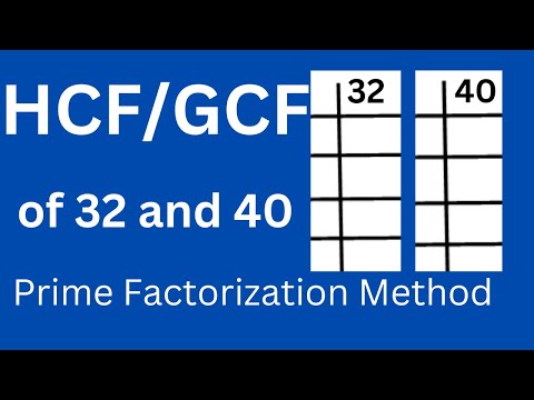 HCF of 32 and 40 by Prime factorization Method