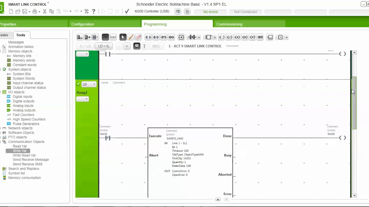 Simulation between TM200 AND ACT 9 SMART LINK