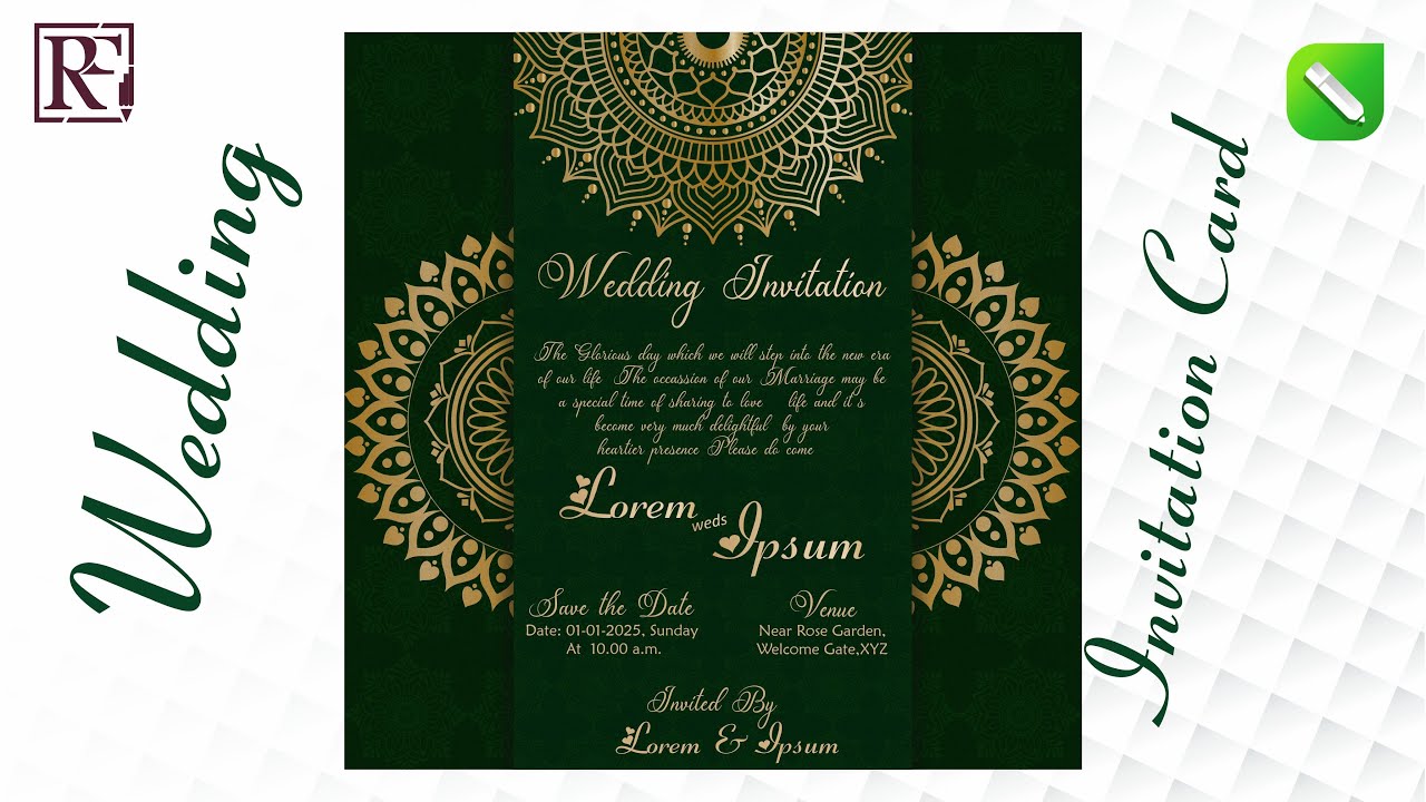 Wedding Invitation Card Design | Vintage Invitation | Vintage Golden Invitation Card in CorelDRAW