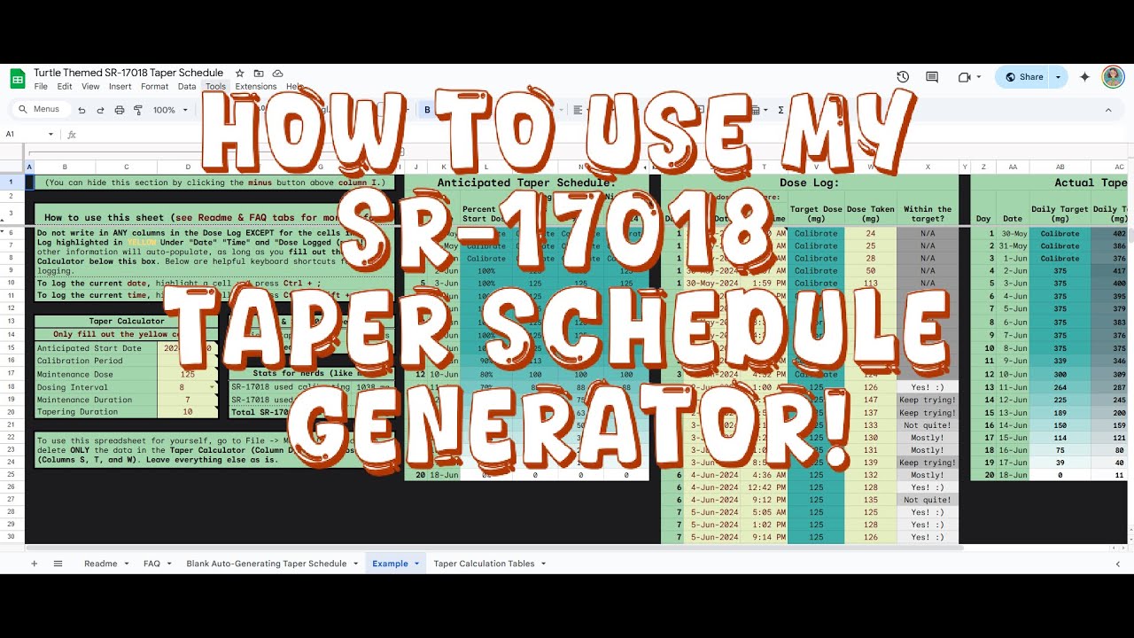 How to Use My SR-17018 Taper Schedule Generator! (Google Sheets)