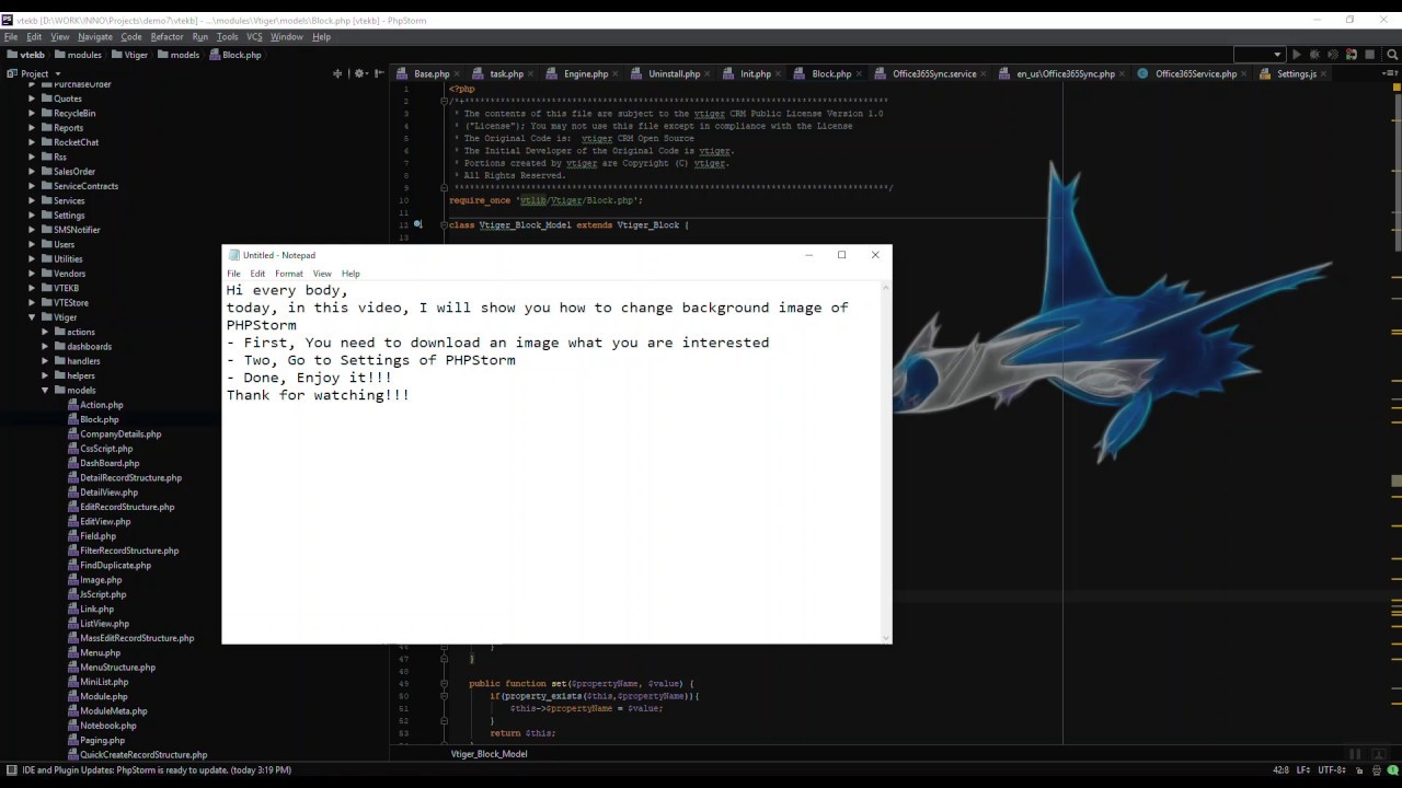 Change background image for PHPStorm (Thay đổi hình nền cho PHPStorm)