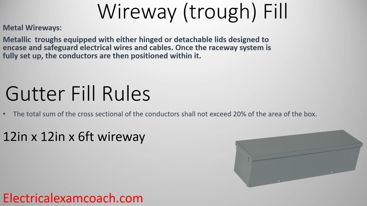 Trough (wireway) Fill Calculations Exam Prep Master Electrician