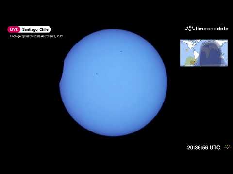 Partial Solar Eclipse - Moon takes first "bite" out of sun in time-lapse