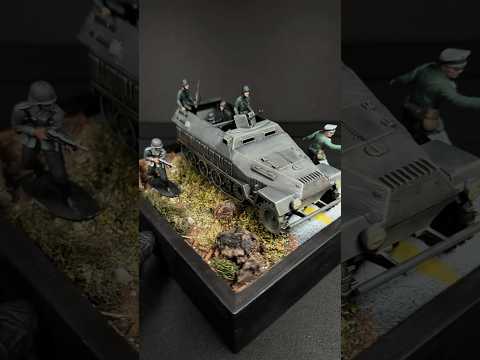 Army men painting WW2 German Halftrack, BMC Toys, historical wargaming