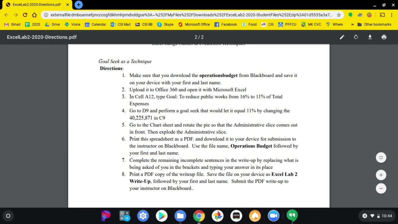 Excel Lab 2  Uploading PDF File & Write up