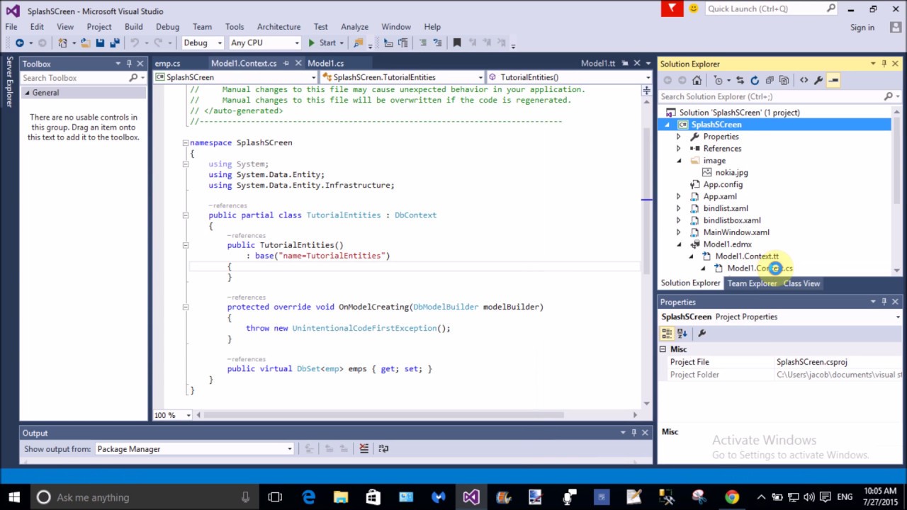Bind DataGrid using Entity framework edmx model in WPF part-1