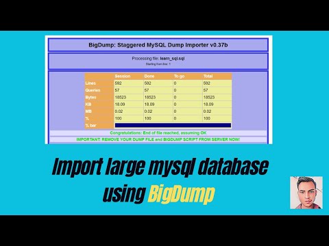 Import large mysql database using bigdump