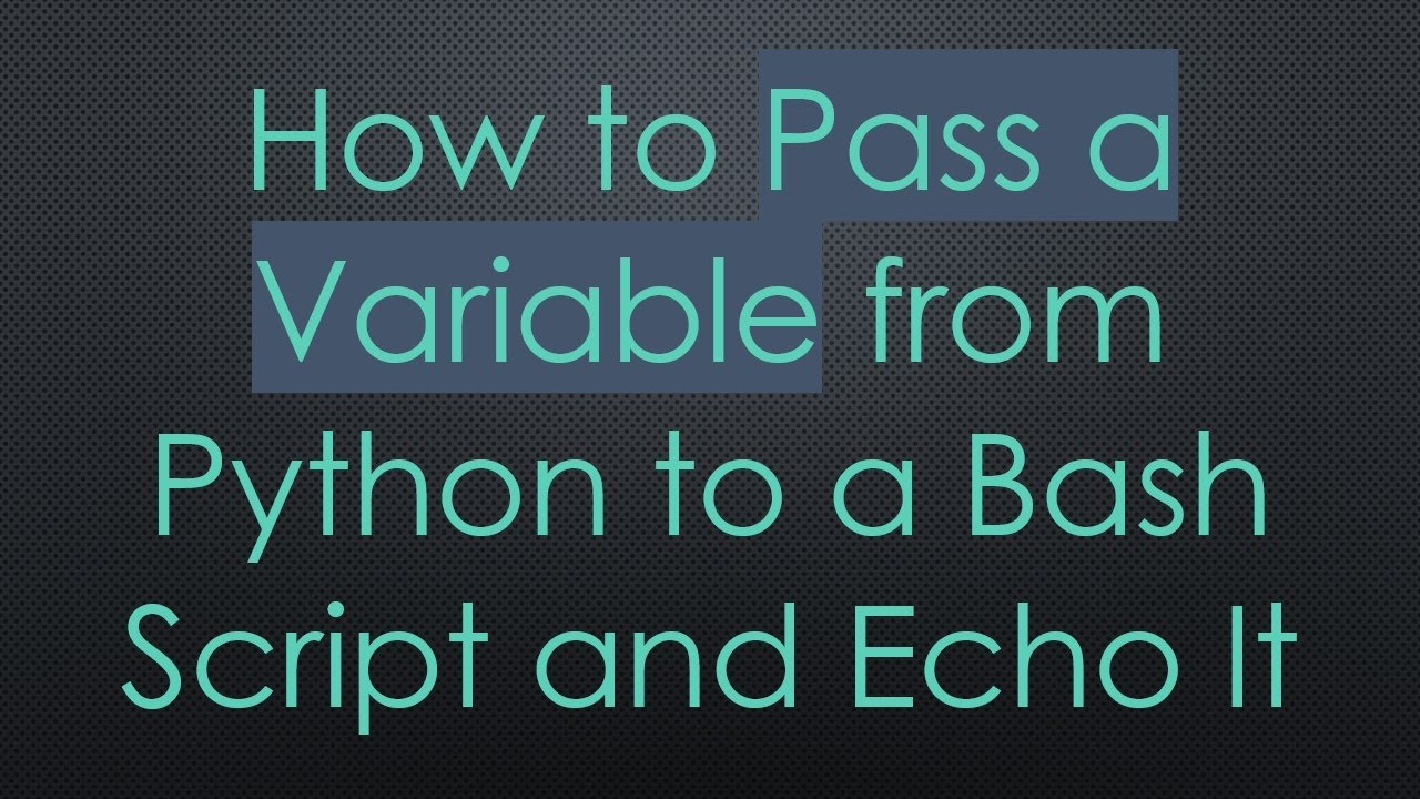 How to Pass a Variable from Python to a Bash Script and Echo It